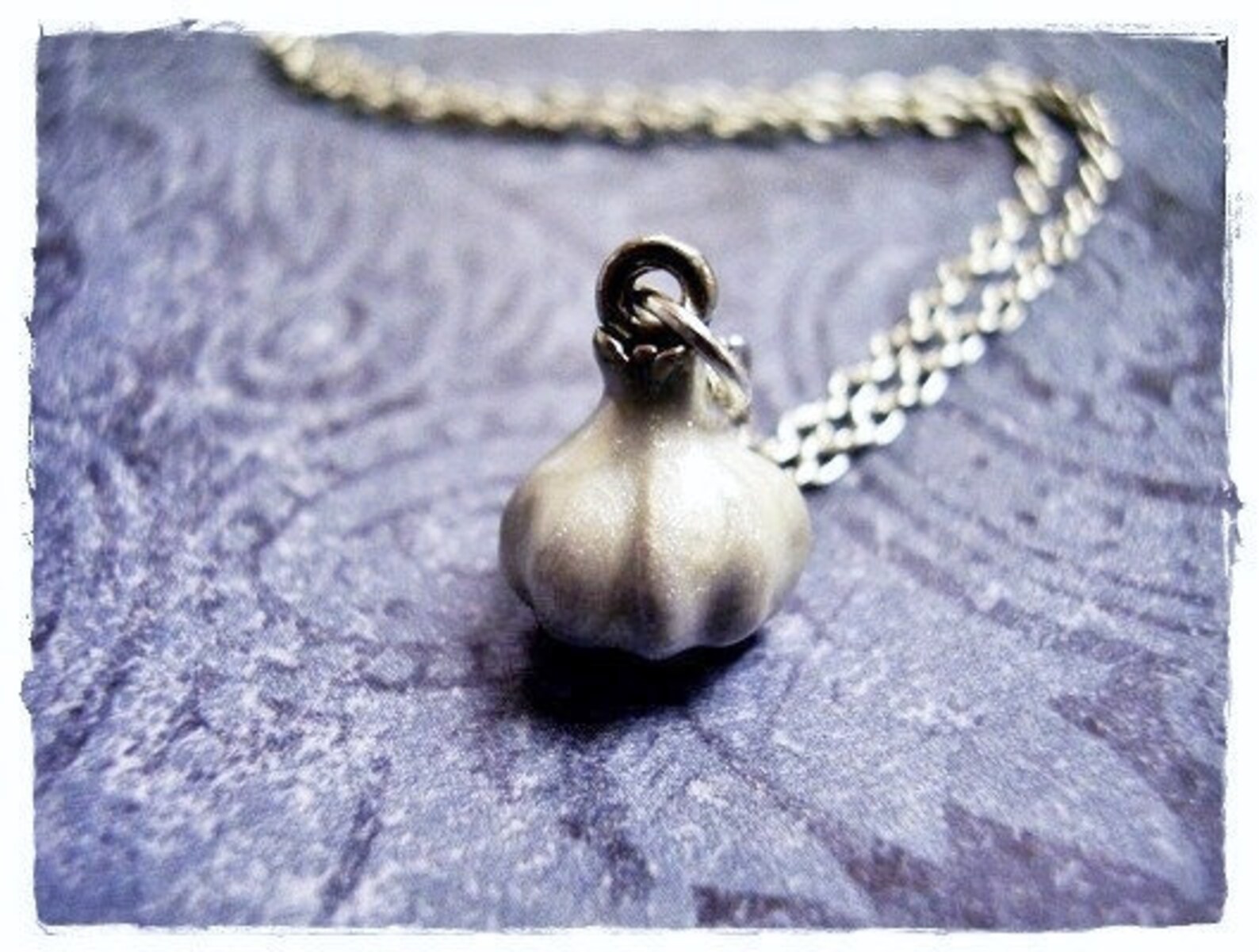 White Garlic Bulb Necklace - White Enameled Antique Pewter Garlic Bulb ...