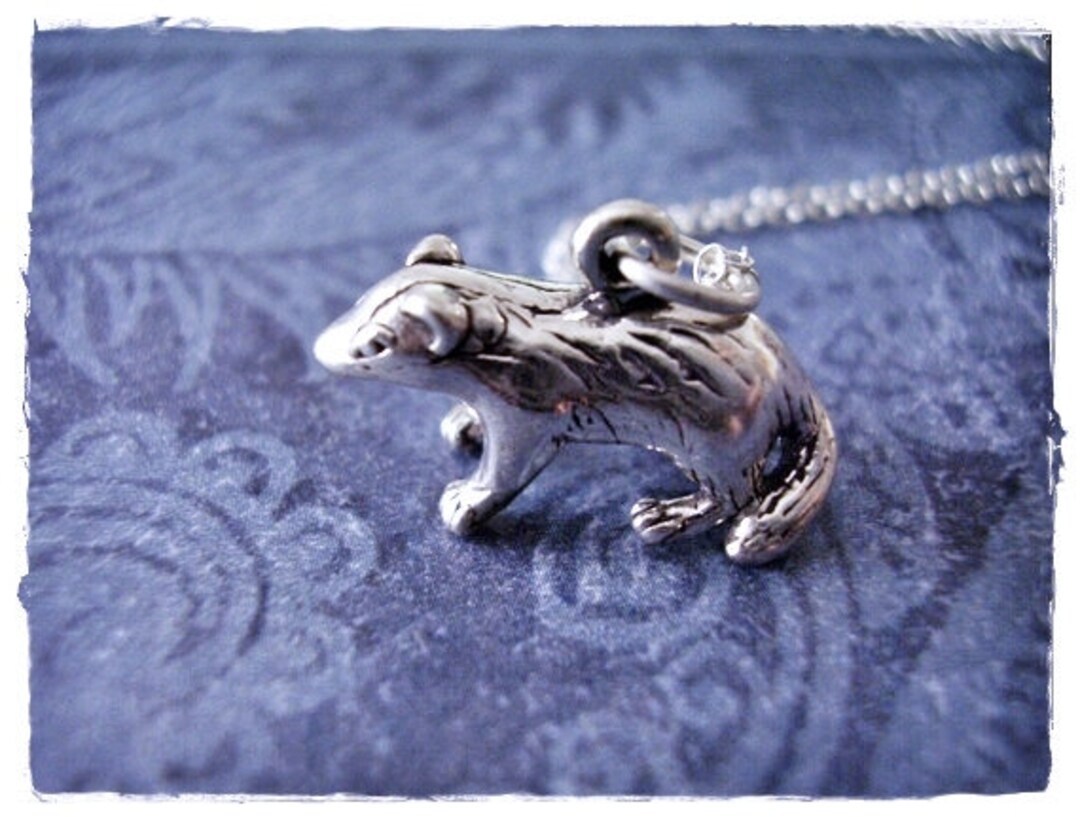Silver Badger Necklace - Sterling Silver Badger Charm on a Delicate ...
