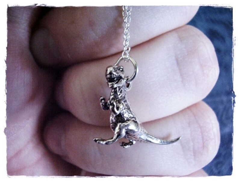 Silver T-rex Necklace - Sterling Silver Tyrannosaurus Charm on a ...