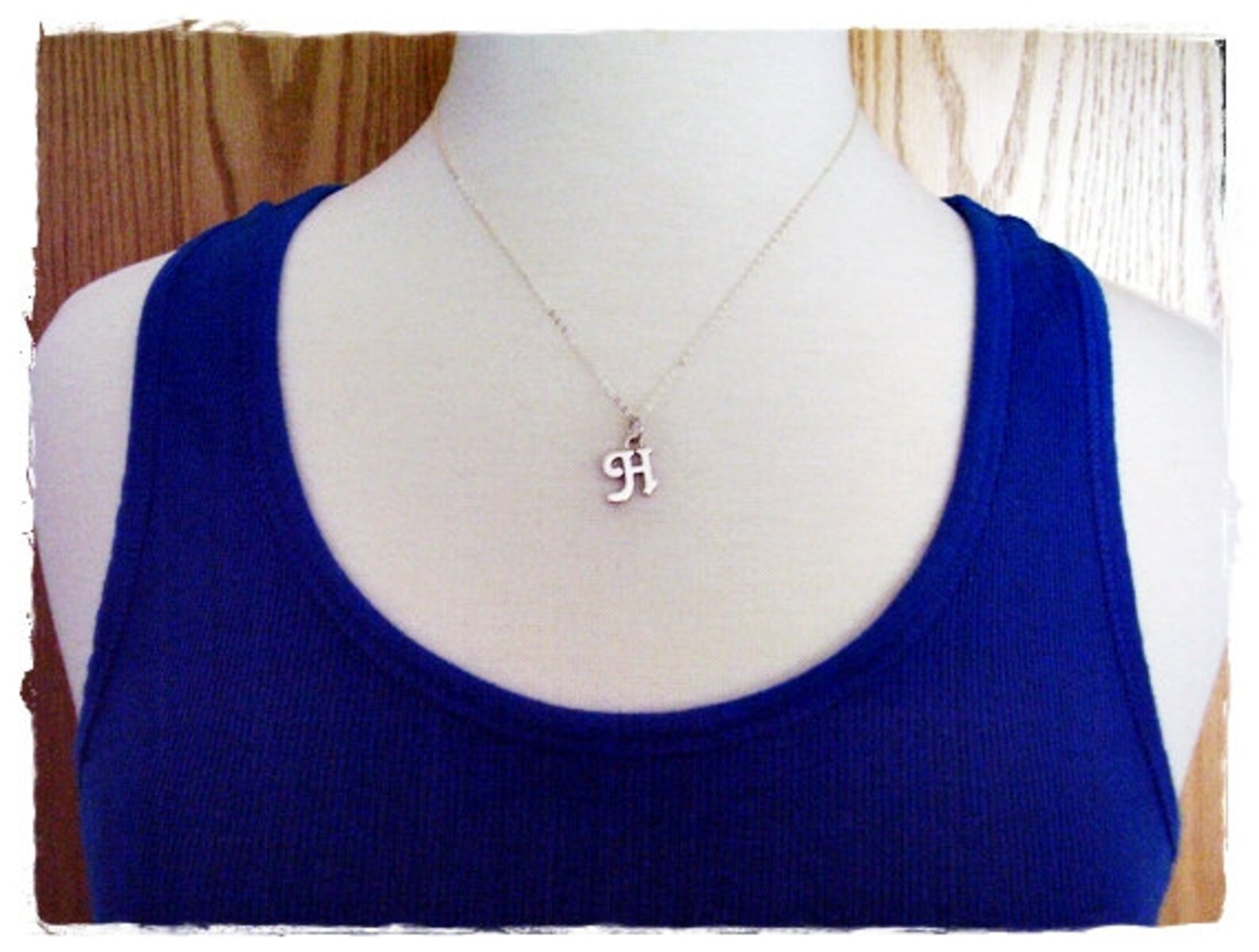 Silver Cursive H Initial Necklace Sterling Silver Cursive | Etsy