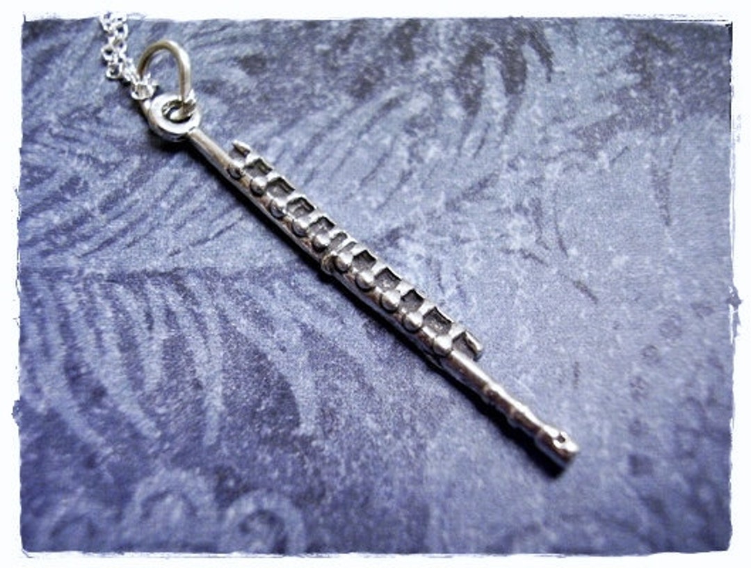 Silver Flute Necklace - Sterling Silver Flute Charm on a Delicate ...