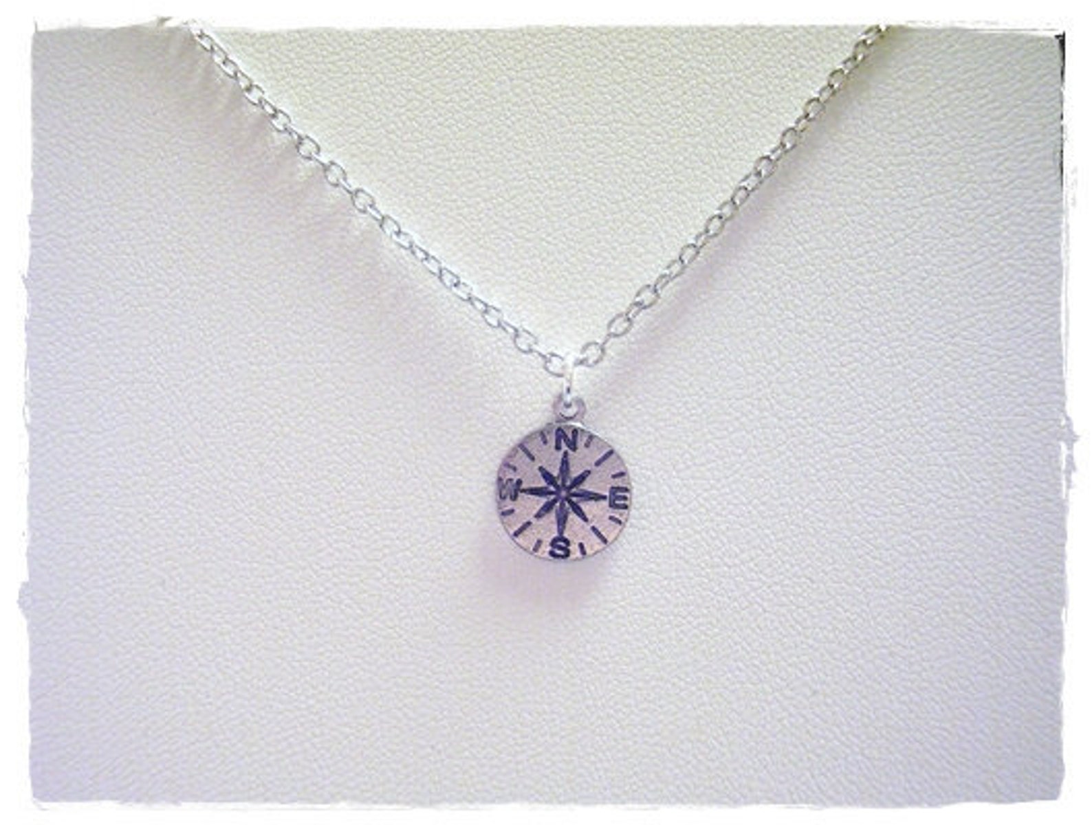 Tiny Silver Compass Necklace Antique Pewter Compass Charm on - Etsy