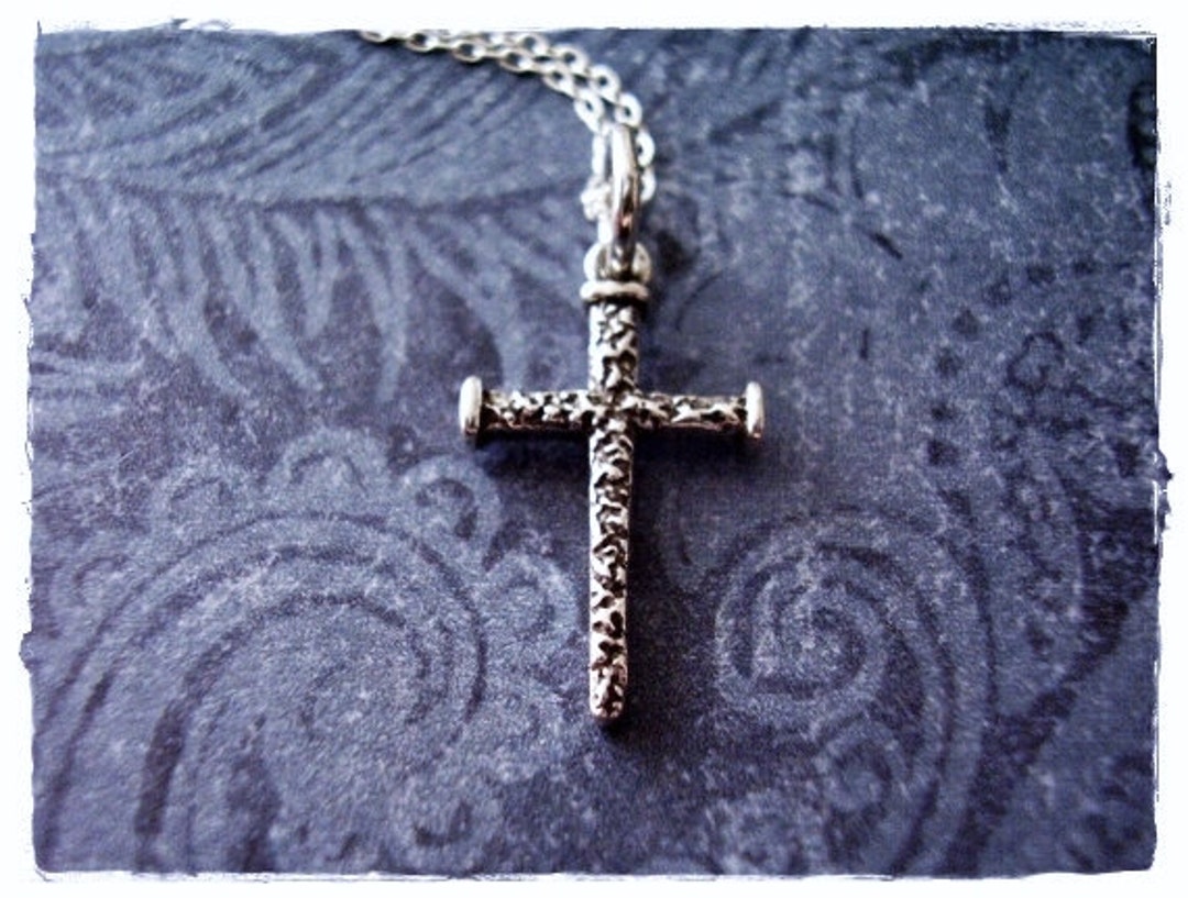 Silver Cross of Nails Necklace - Sterling Silver Cross of Nails Charm ...