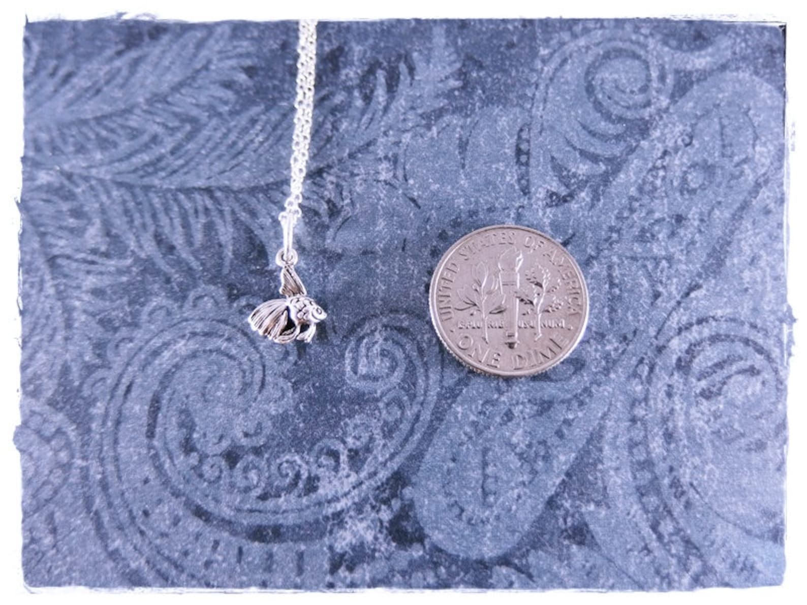 Tiny Betta Fish Necklace - Sterling Silver Betta Fish Charm on a ...