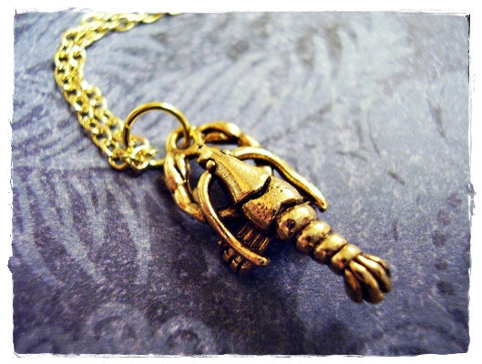 Gold Lobster Necklace - Antique Gold Pewter Lobster Charm on a Delicate ...
