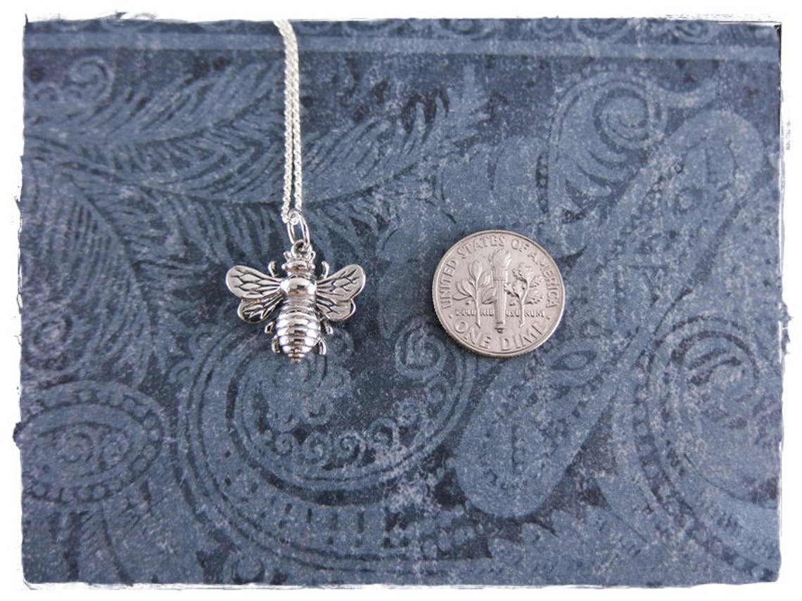 Silver Bumble Bee Necklace Sterling Silver Bumble Bee Charm - Etsy