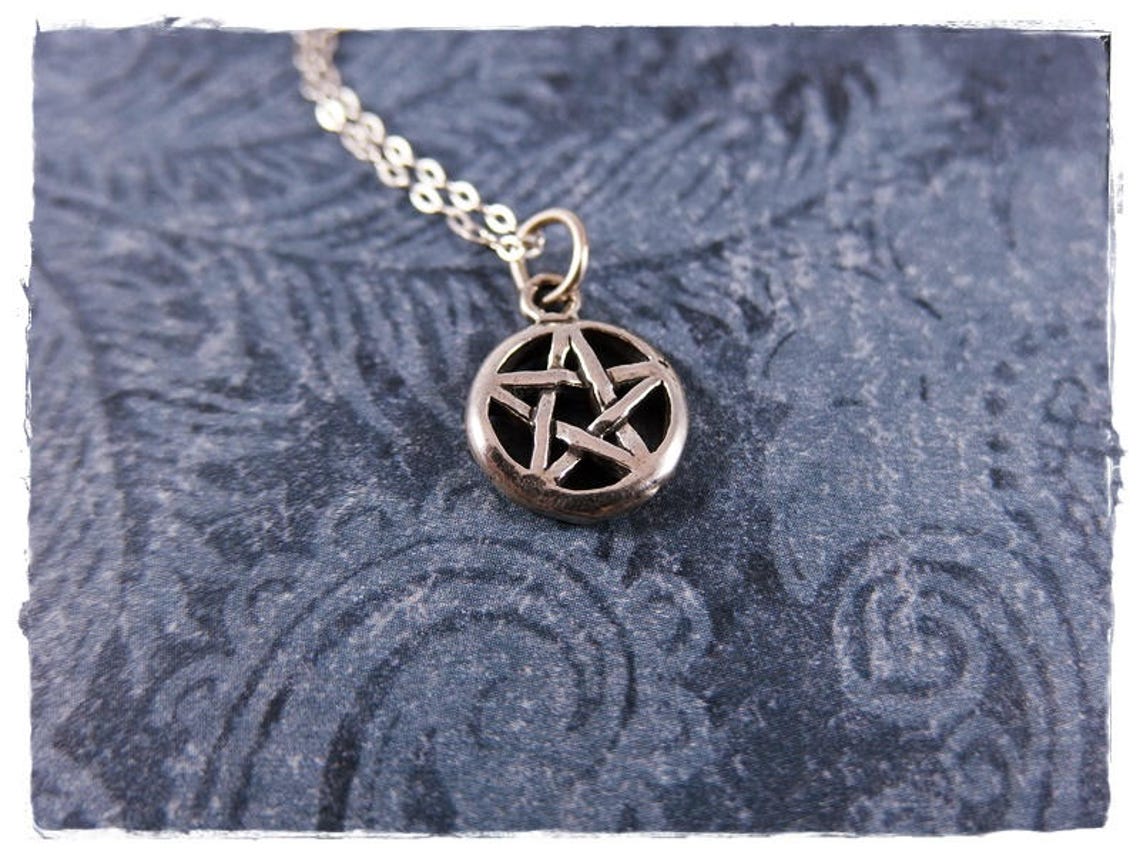 Tiny Pentagram Necklace - Sterling Silver Pentagram Charm on a Delicate ...