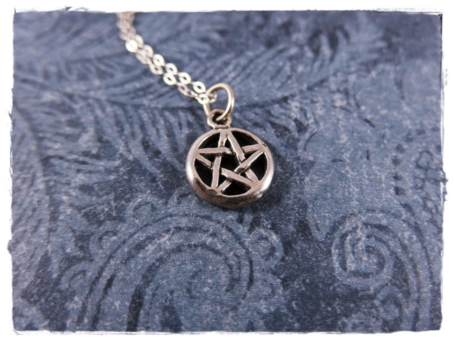 Tiny Pentagram Necklace - Sterling Silver Pentagram Charm on a Delicate ...