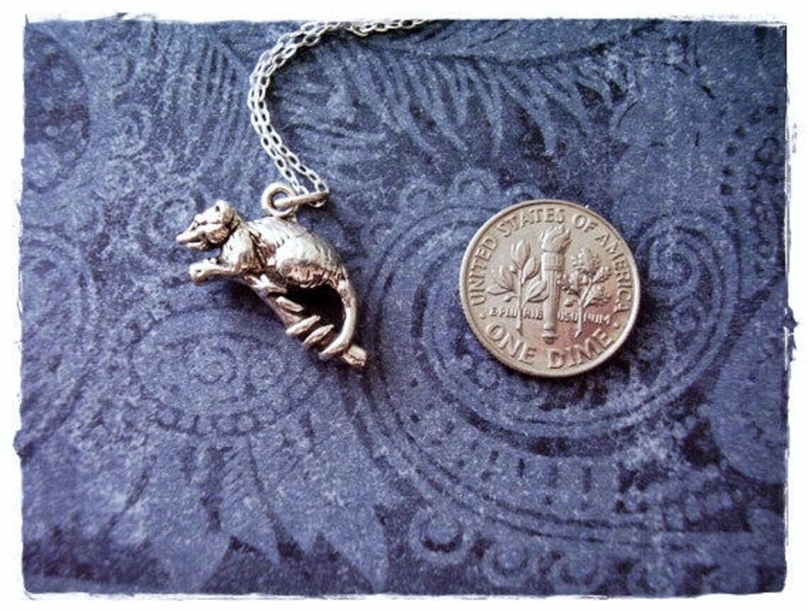 Silver Opossum Necklace - Sterling Silver Opossum Charm on a Delicate ...