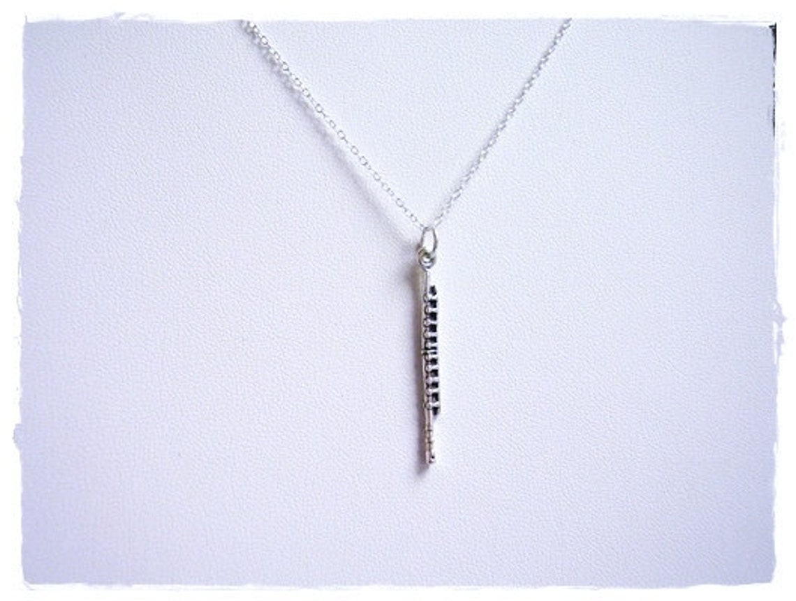 Silver Flute Necklace - Sterling Silver Flute Charm on a Delicate ...