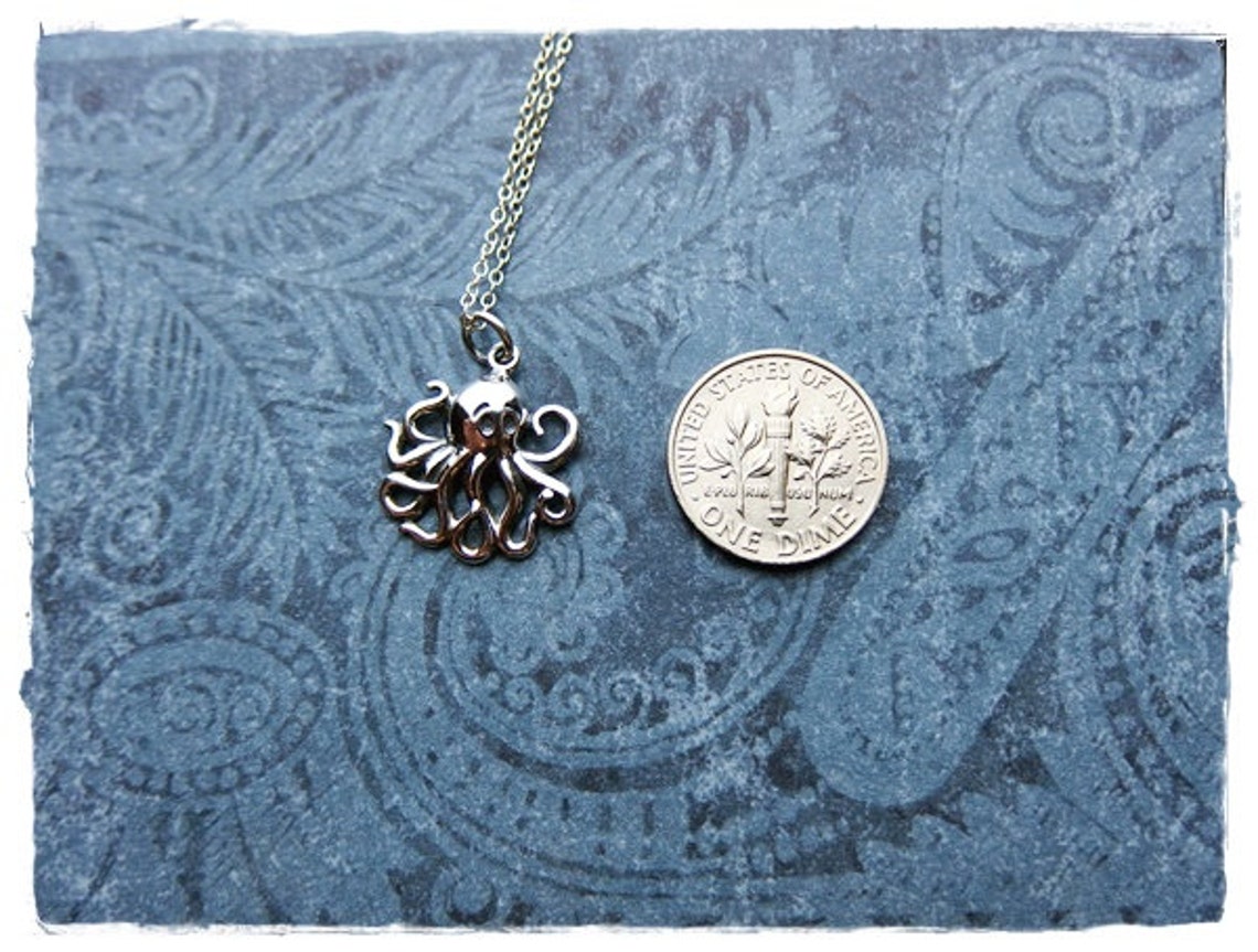 Silver Octopus Necklace Sterling Silver Octopus Charm on a - Etsy