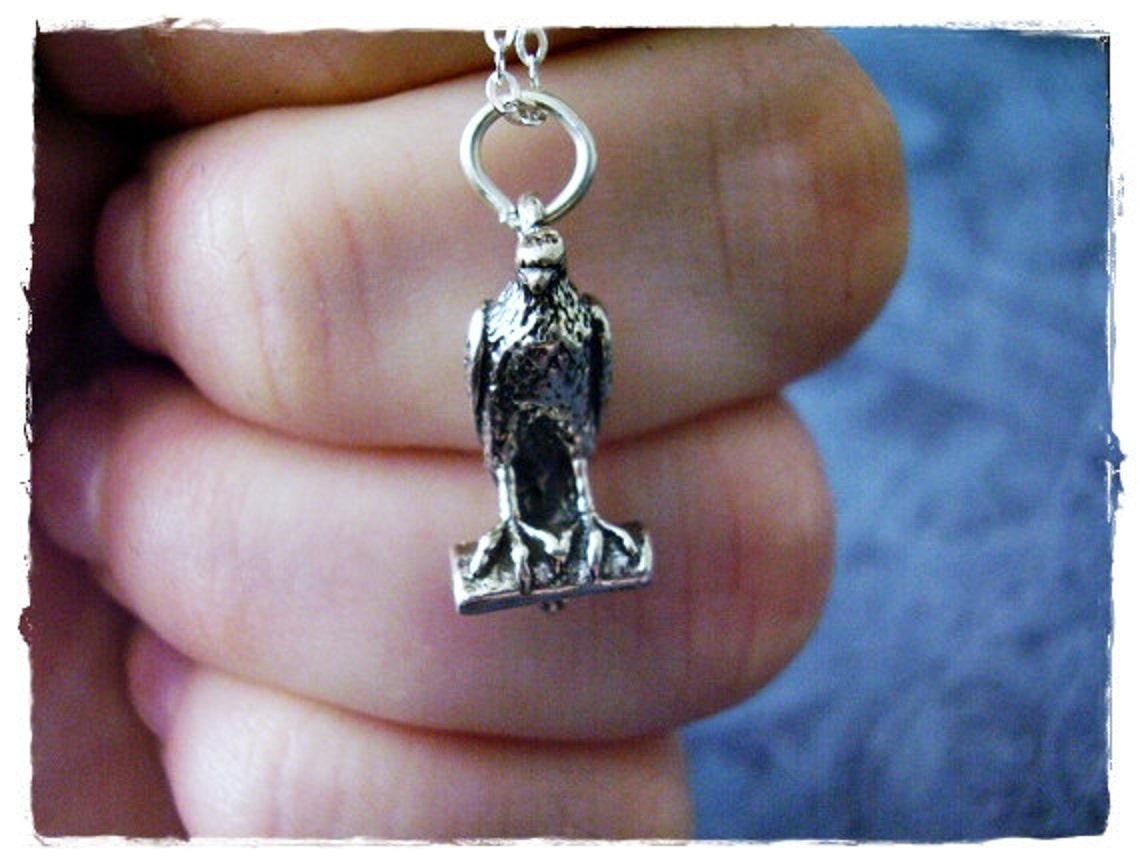 Silver Falcon Necklace Sterling Silver Falcon Charm on a - Etsy