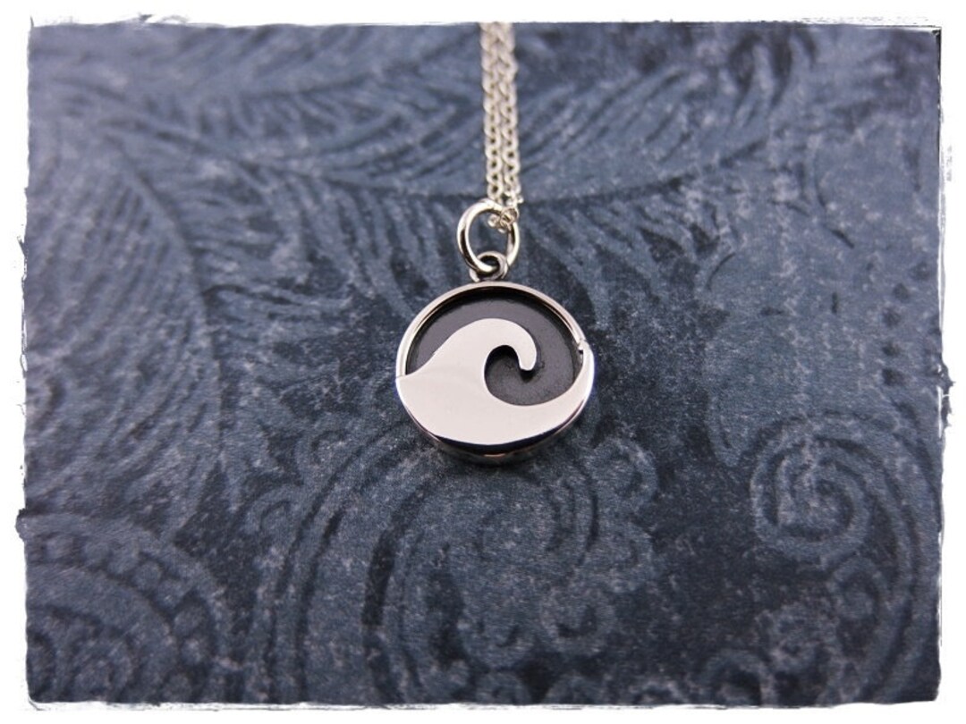 Tiny Wave Necklace - Sterling Silver Wave Charm on a Delicate Sterling ...