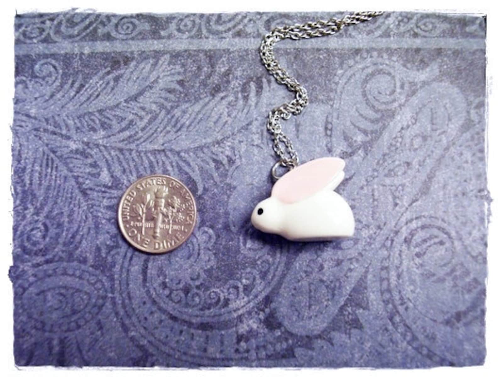 White Bunny Rabbit Necklace White Resin Bunny Rabbit Charm | Etsy