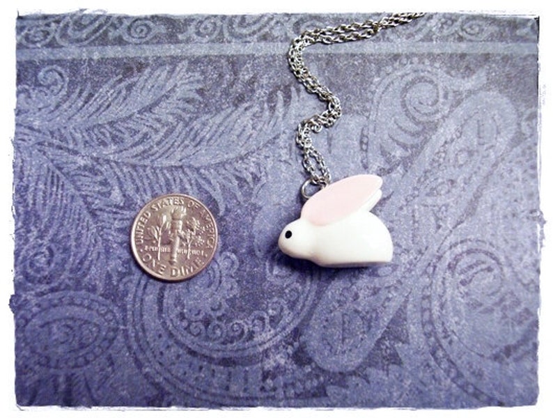 White Bunny Rabbit Necklace White Resin Bunny Rabbit Charm - Etsy