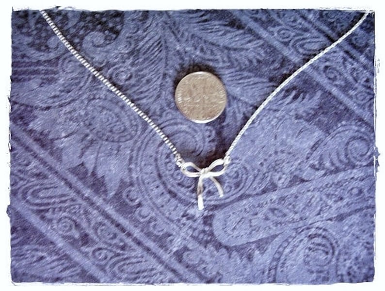 Small Silver Bow Necklace - Sterling Silver Bow Charm on a Delicate ...
