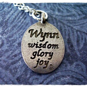 Silver Wynn Rune Necklace - Silver Pewter Wynn Rune Charm on a Delicate ...