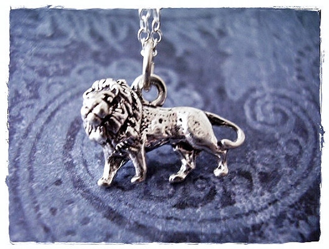Silver Lion Necklace - Sterling Silver African Lion Charm on a Delicate ...