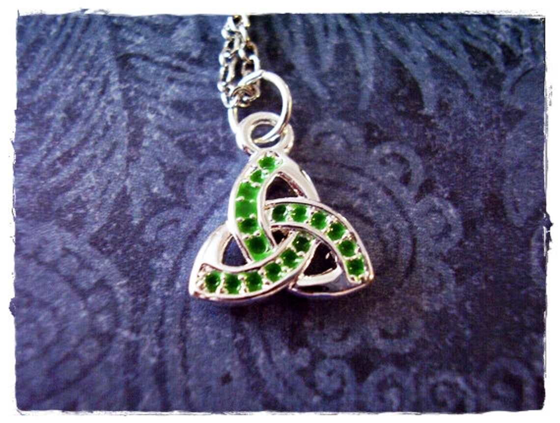 Green Trinity Knot Necklace Green Enameled Silver Plated - Etsy