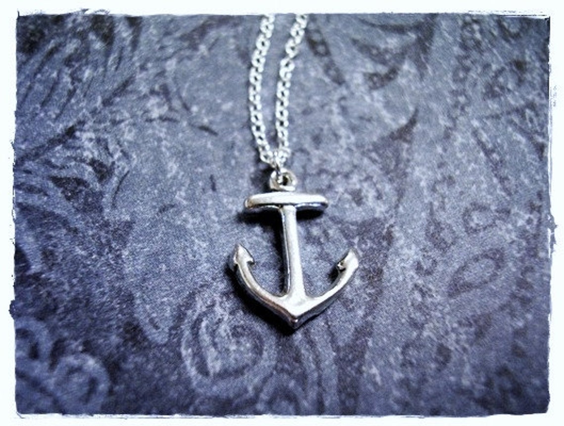 Silver Anchor Necklace Sterling Silver Anchor Charm on a | Etsy