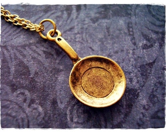Silver Frying Pan Necklace - Sterling Silver Frying Pan Charm on a ...