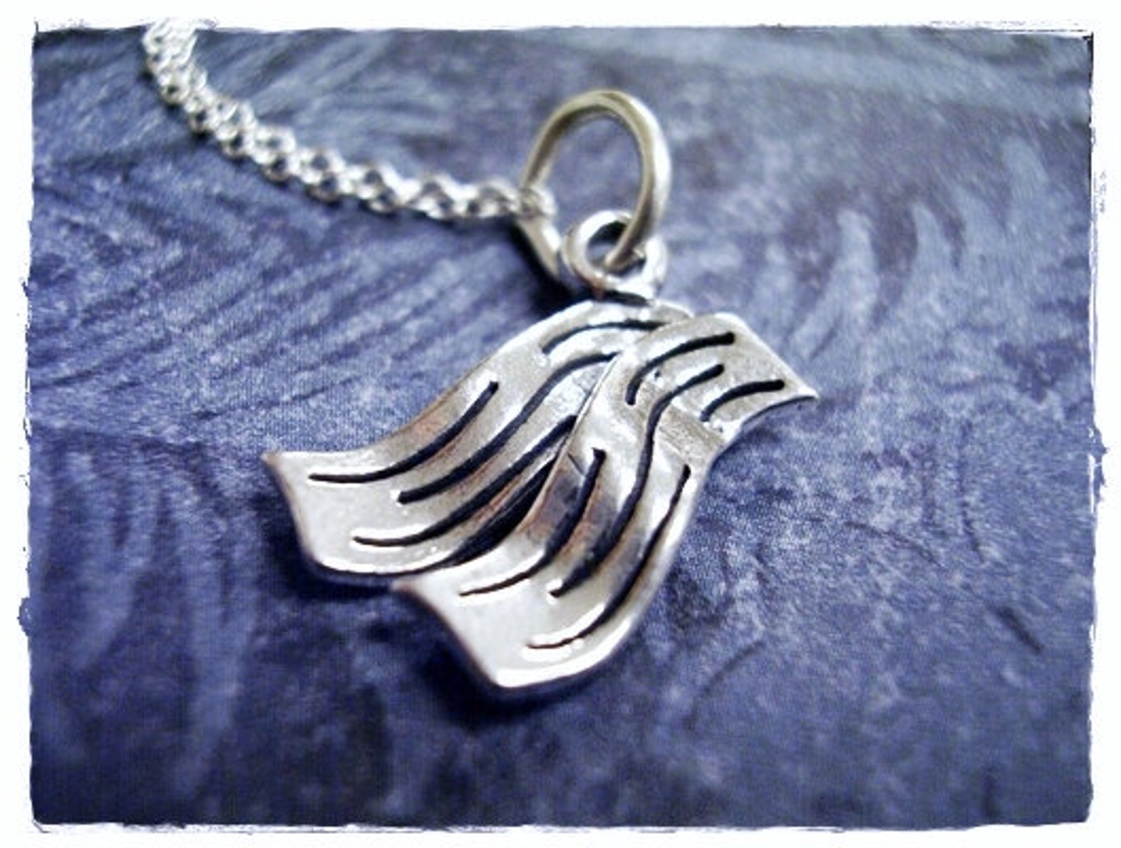 Silver Bacon Necklace Sterling Silver Bacon Charm on a - Etsy