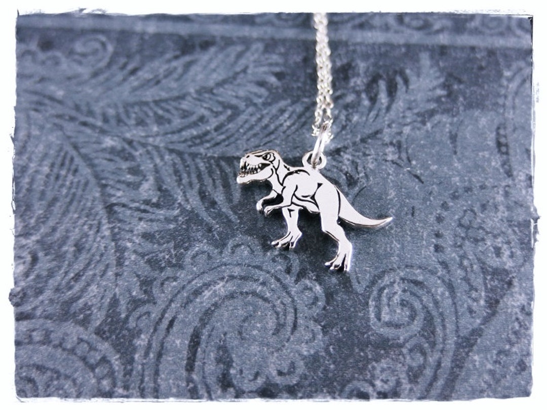 Silver T-rex Necklace - Sterling Silver T-rex Charm on a Delicate ...