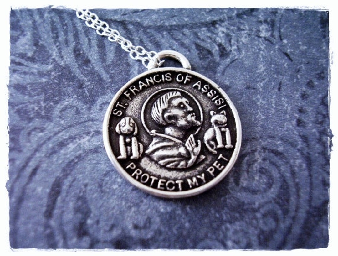 Silver St Francis of Assisi Necklace - Sterling Silver St Francis of Assisi Charm on a Delicate ...