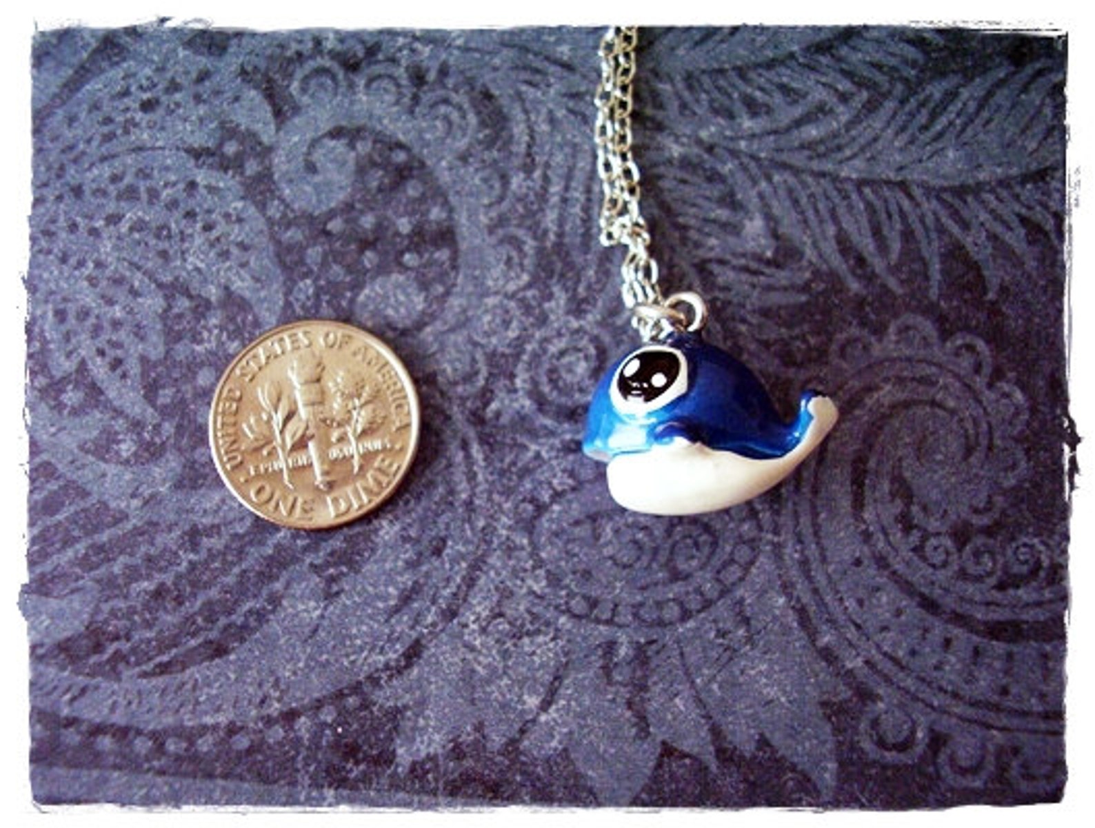 Blue Whale Necklace Blue Enameled Resin Whale Charm on a - Etsy