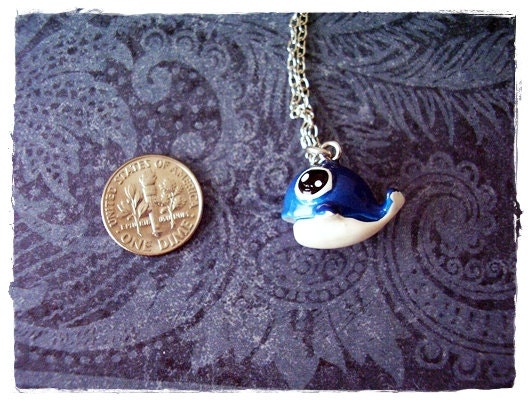 Blue Whale Necklace Blue Enameled Resin Whale Charm on a - Etsy