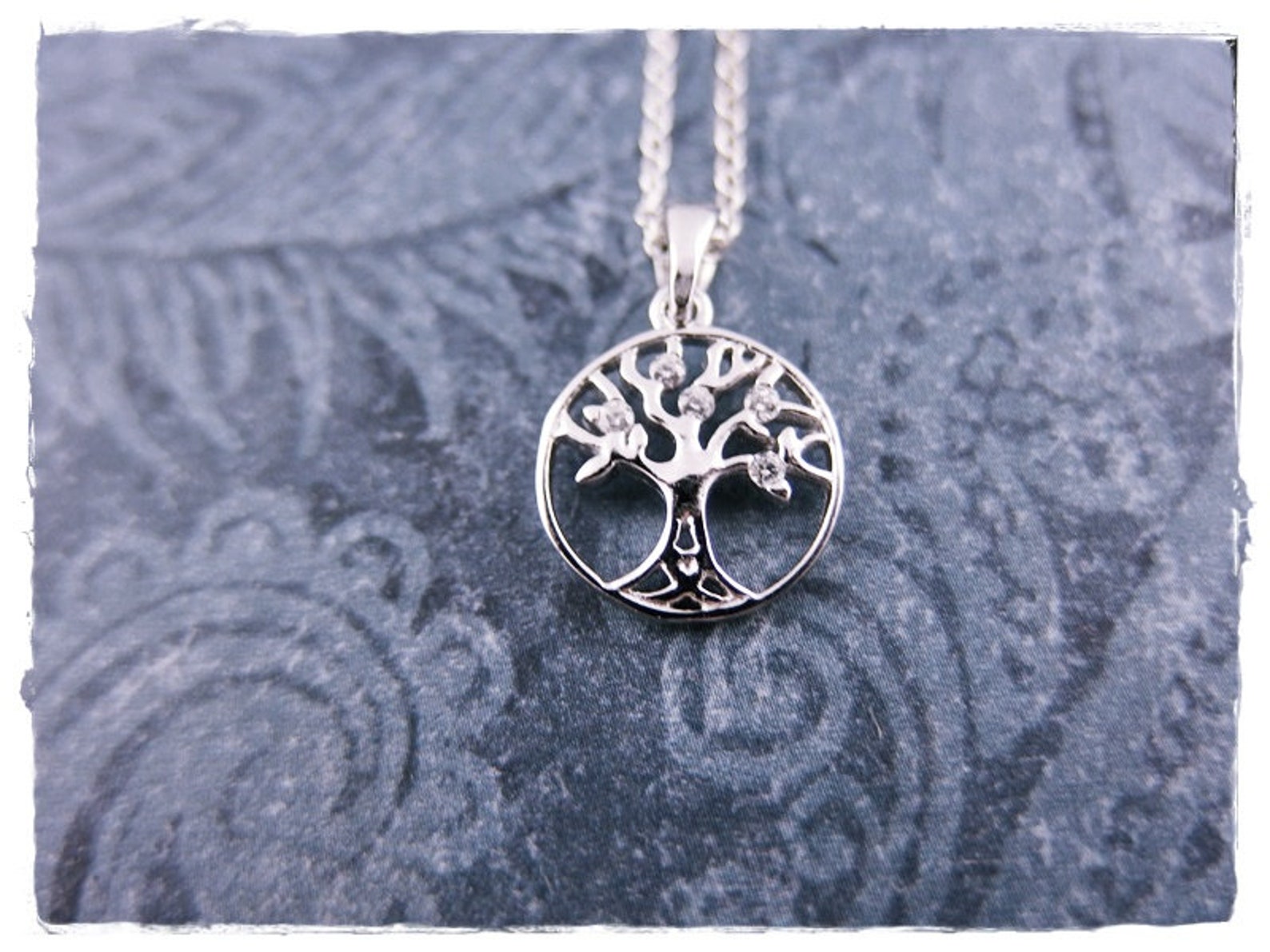 Crystal Rowan Tree Necklace - Rhodium Plated Sterling Silver Crystal ...