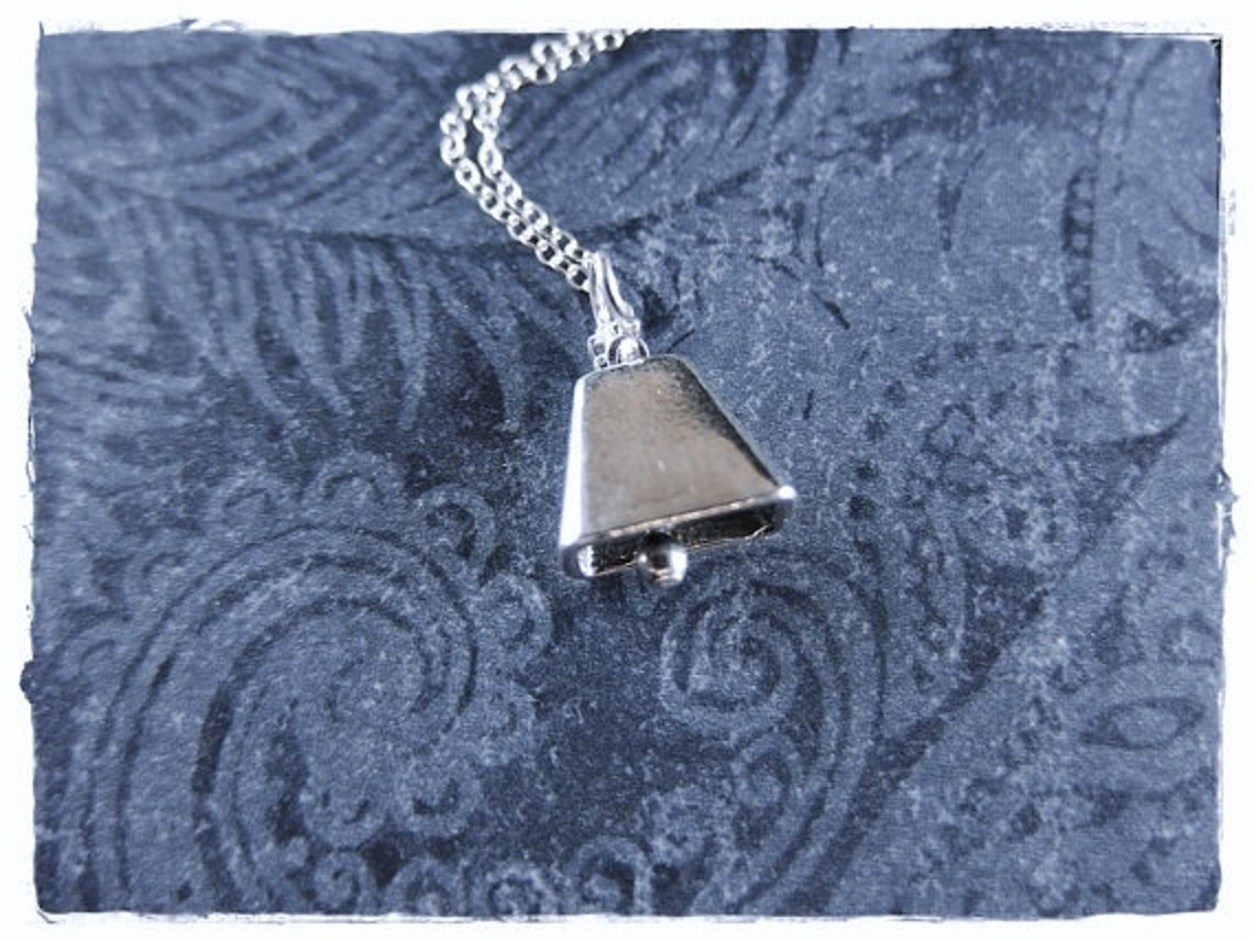 Silver Cowbell Necklace Sterling Silver Cowbell Charm on a | Etsy