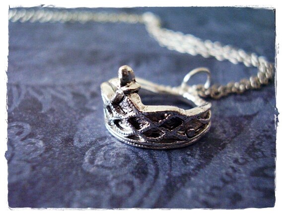 Silver Tiara Necklace Silver Pewter Tiara Charm on a | Etsy
