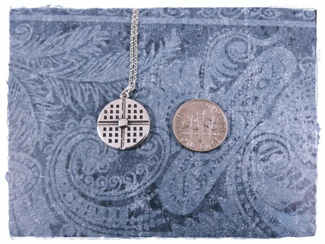 Silver Waffle Necklace - Sterling Silver Waffle Charm on a Delicate ...