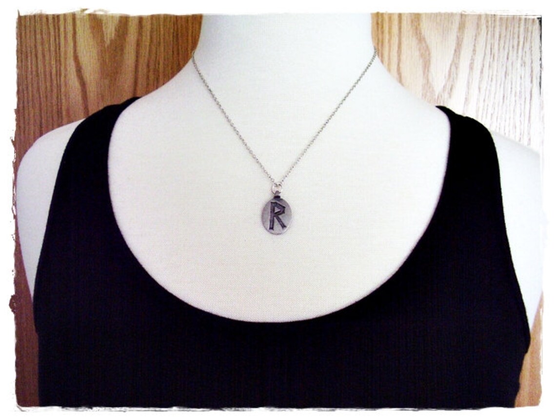 Silver Rad Rune Necklace Antique Pewter Rad Rune Charm on a | Etsy