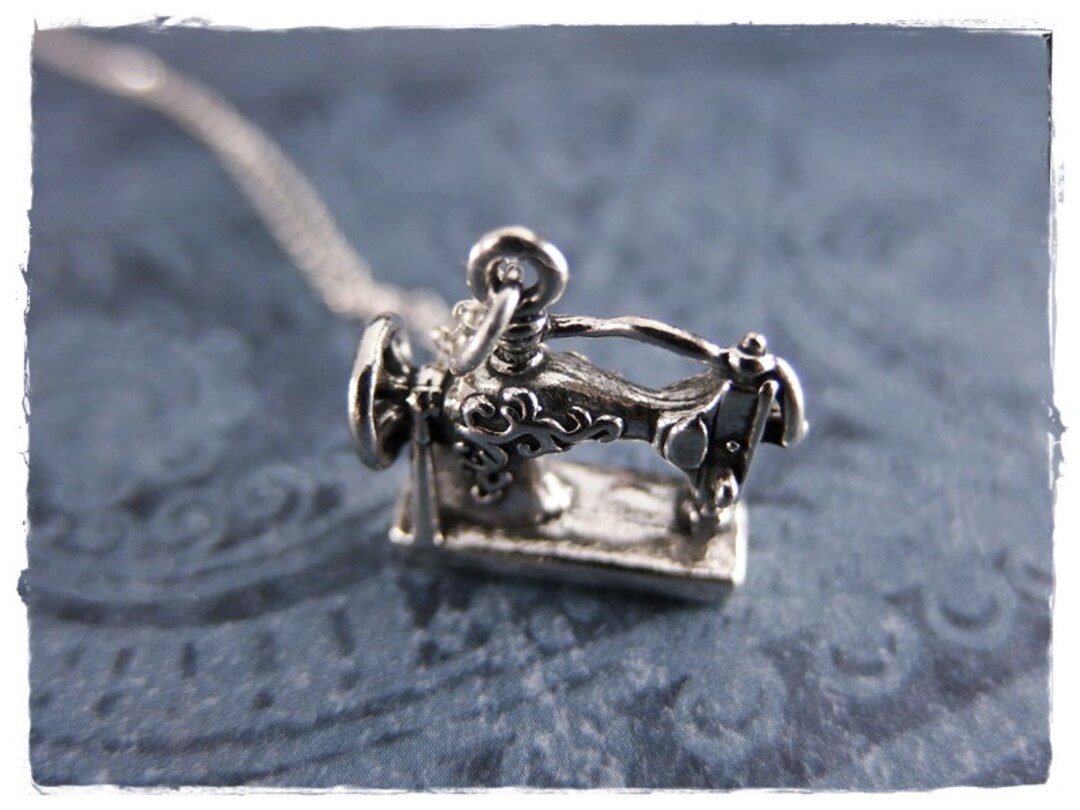 Silver Sewing Machine Necklace - Sterling Silver Sewing Machine Charm ...