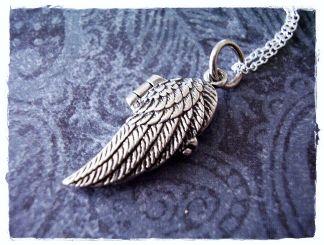 Silver Angel Wing Locket Necklace - Sterling Silver Angel Wing Locket ...