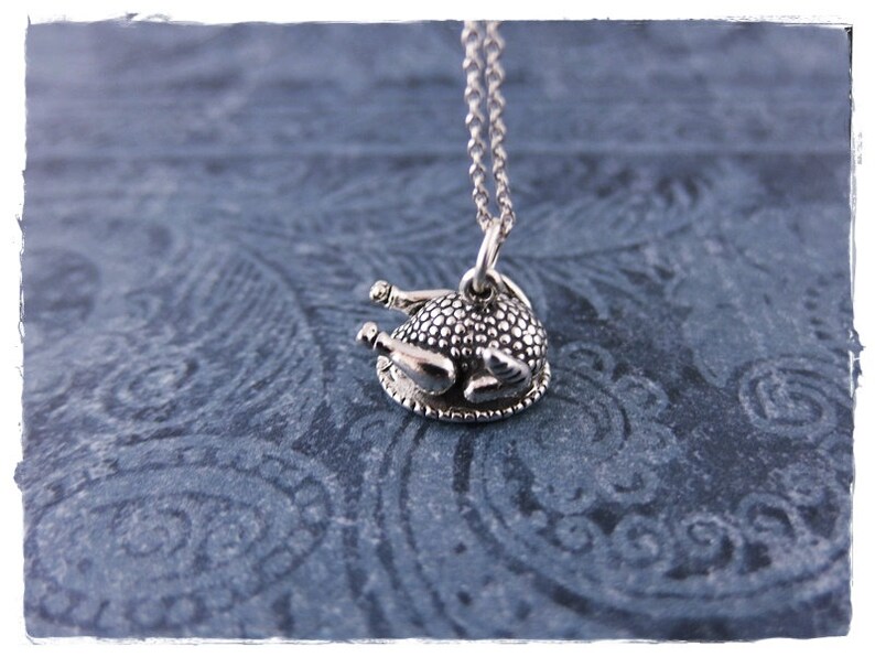 Silver Roast Turkey Necklace Sterling Silver Roast Turkey - Etsy
