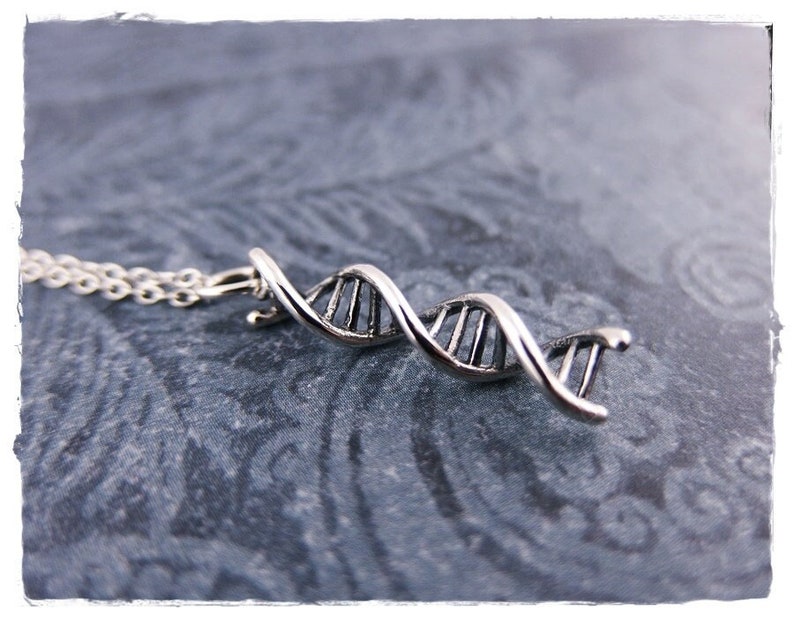 Silver DNA Double Helix Necklace Sterling Silver DNA Charm - Etsy