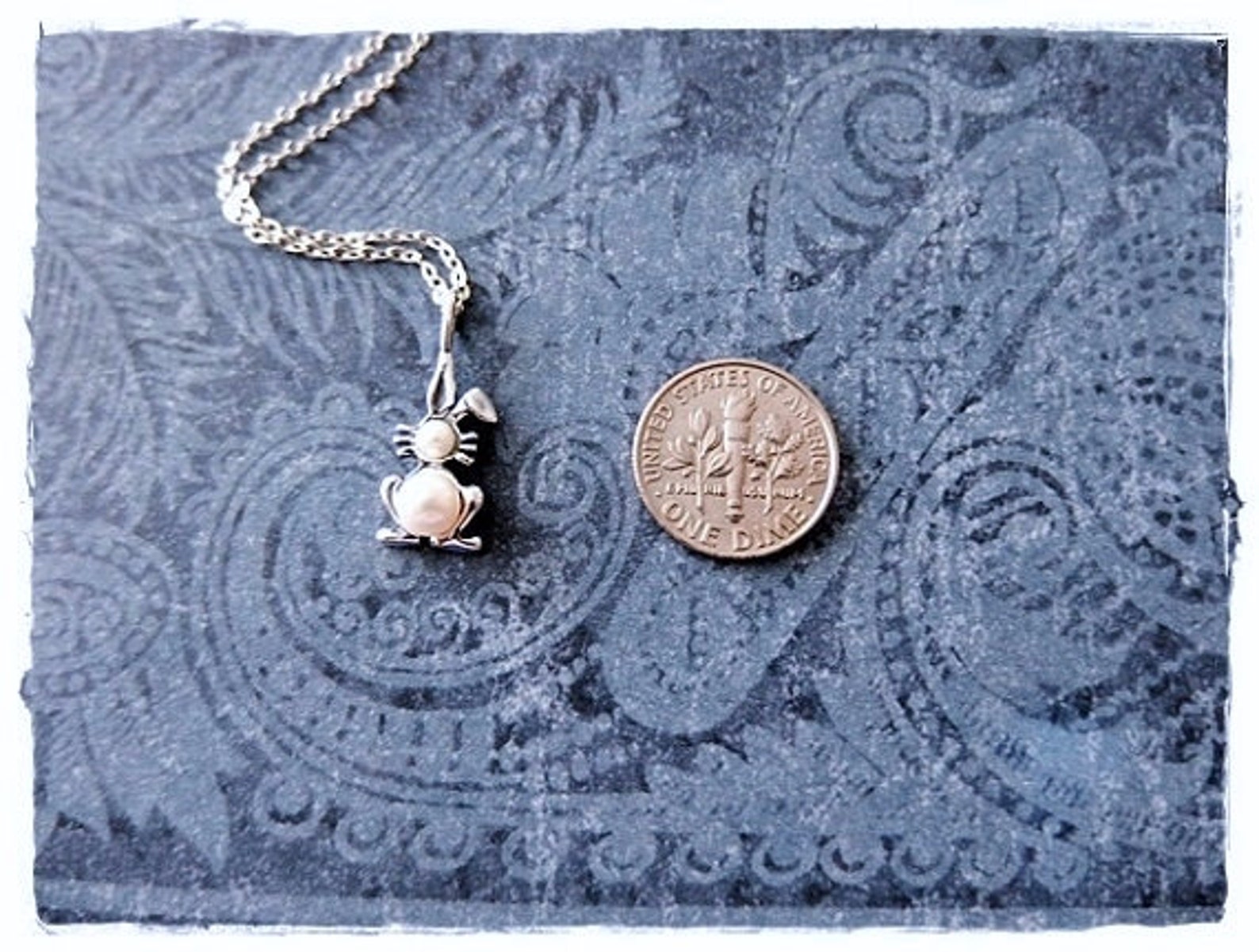 White Cultured Freshwater Pearl Bunny Necklace Sterling - Etsy