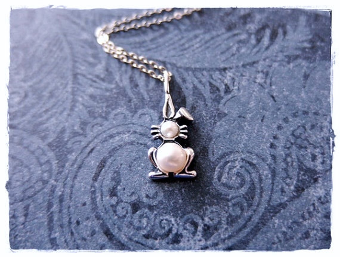 White Cultured Freshwater Pearl Bunny Necklace Sterling - Etsy