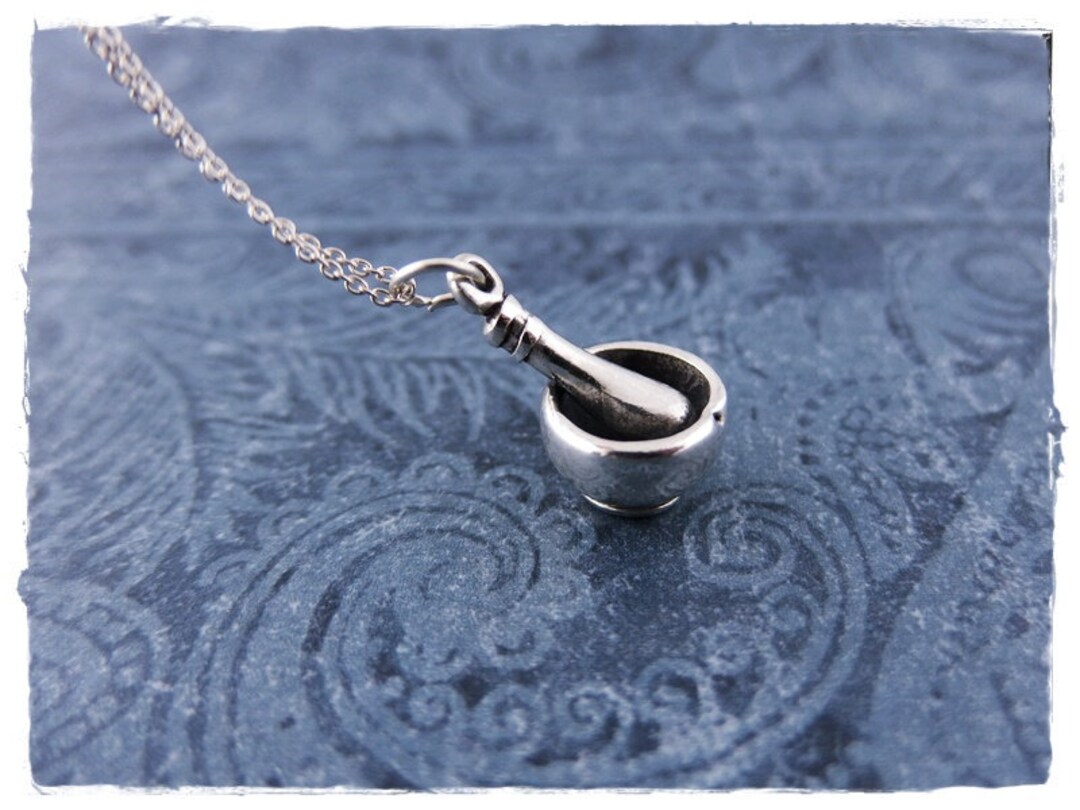 Silver Mortar and Pestle Necklace - Sterling Silver Mortar and Pestle ...