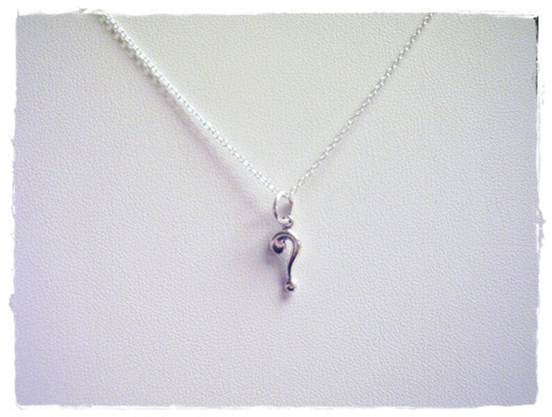 Tiny Question Mark Necklace - Sterling Silver Question Mark Charm on a ...
