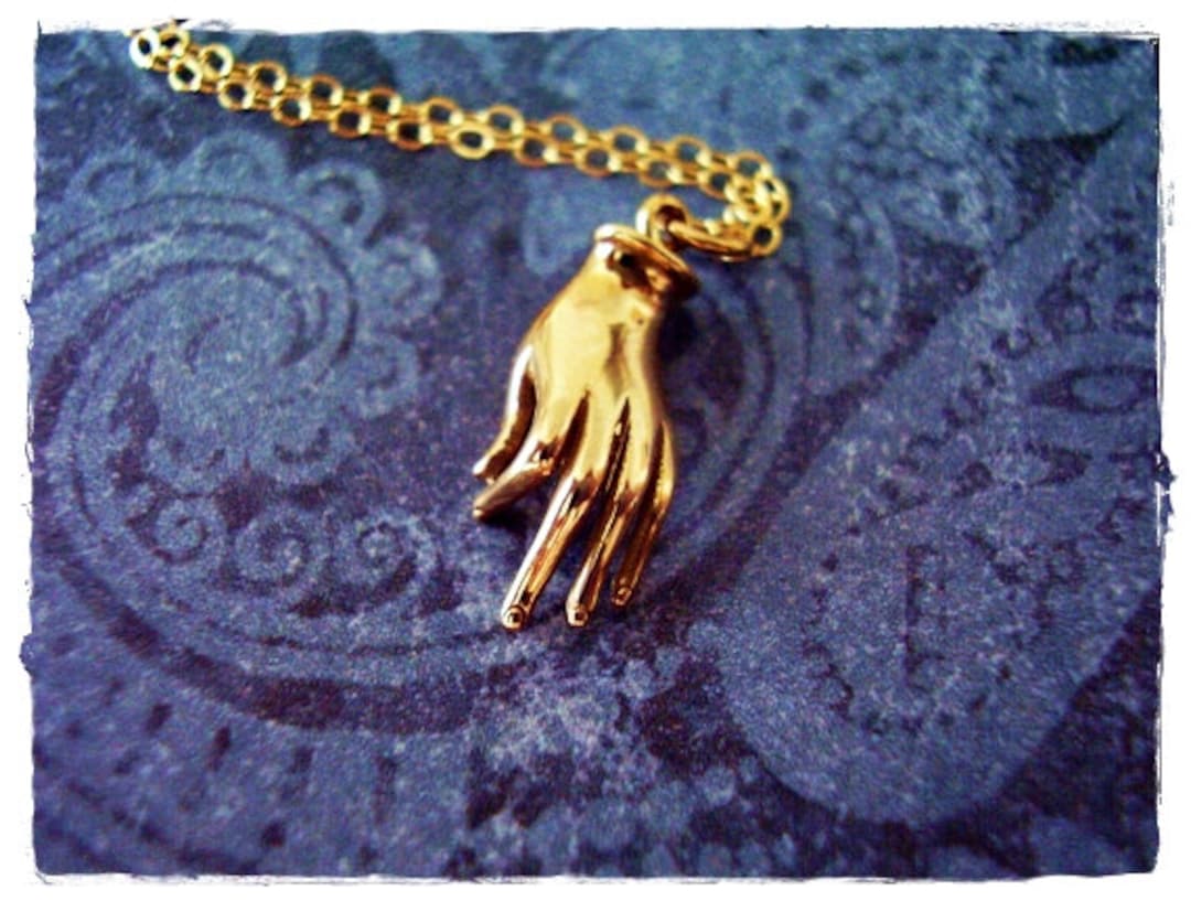 Gold Mudra Hand Necklace - Bronze Mudra Charm on a Delicate 14kt Gold ...