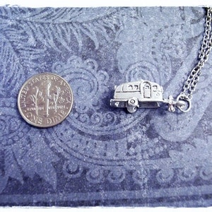 Silver RV Camper Necklace - Silver Pewter RV Camper Charm on a Delicate ...