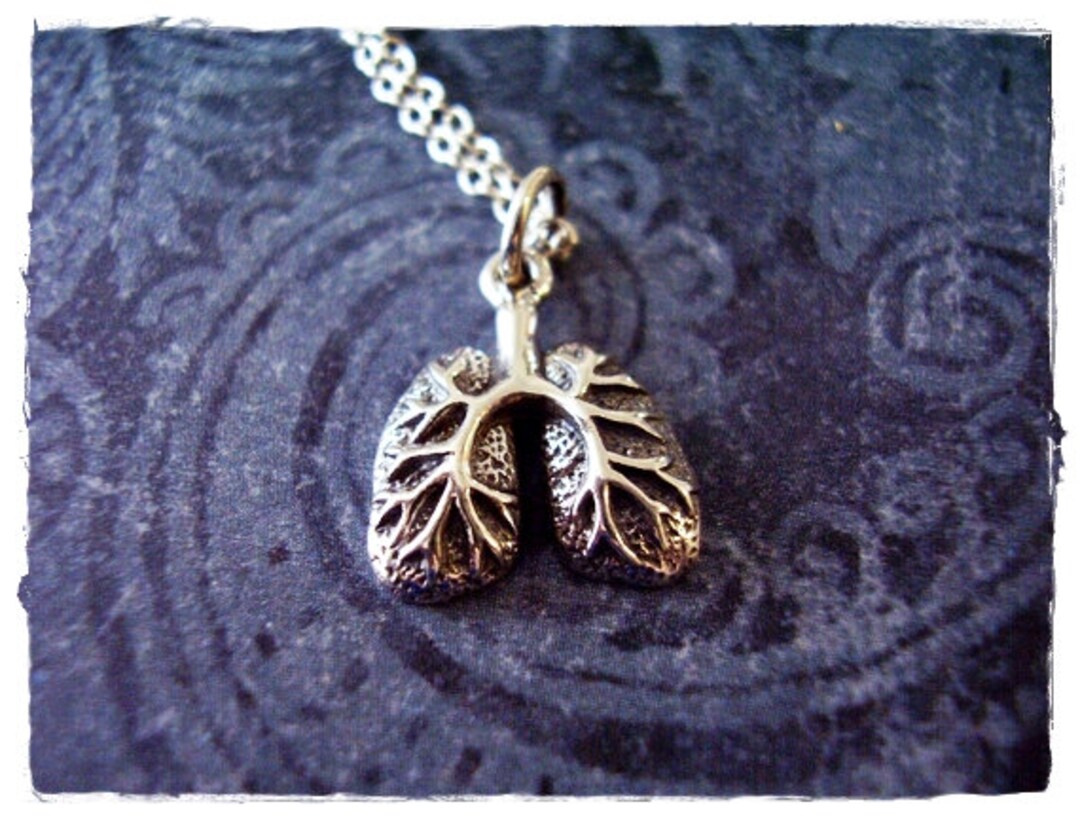 Silver Lungs Necklace - Sterling Silver Lungs Charm on a Delicate ...