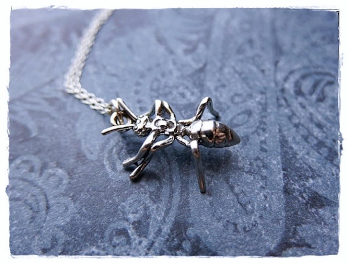 Silver Ant Necklace Sterling Silver Ant Charm on a Delicate - Etsy