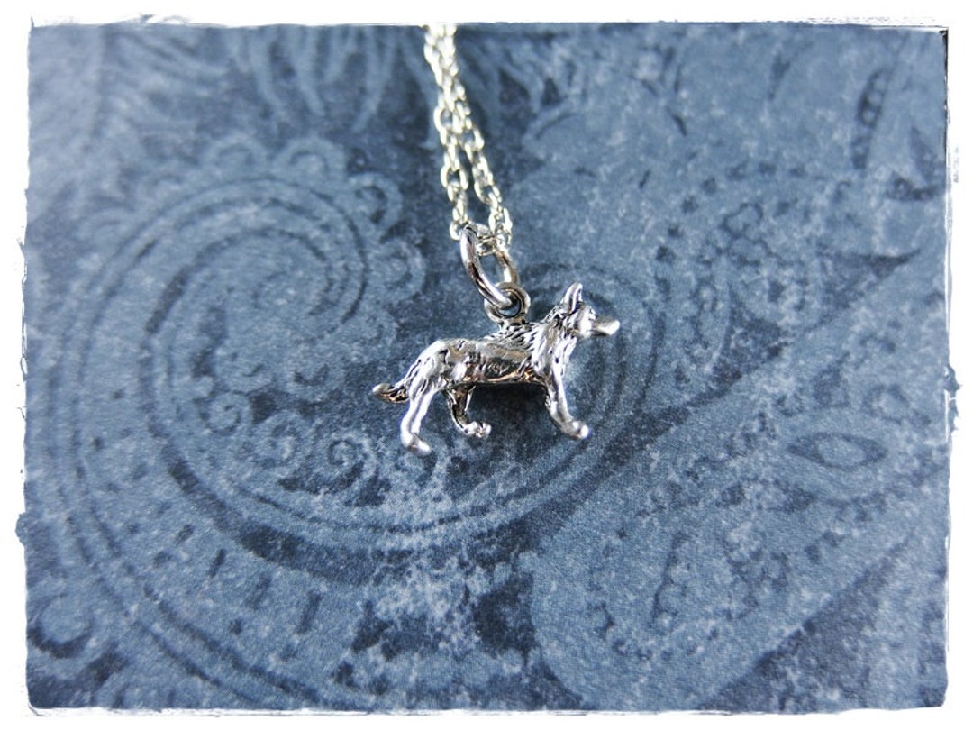 Silver Wolf Necklace - Antique Pewter Wolf Charm on a Delicate ...
