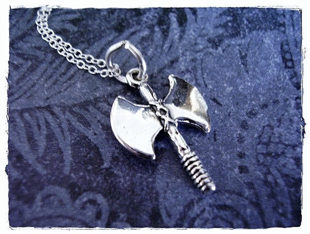 Silver Battle Axe Necklace - Sterling Silver Battle Axe Charm on a ...