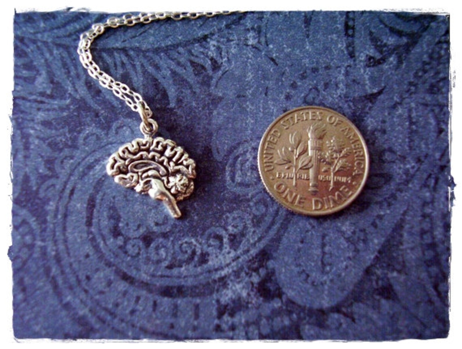 Silver Brain Necklace Sterling Silver Brain Charm on a - Etsy